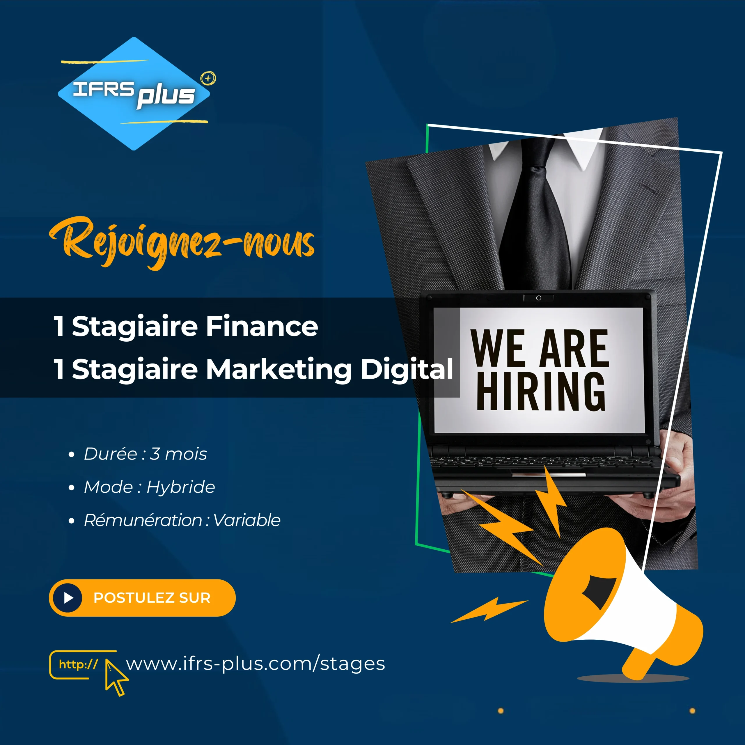 Offres de stage Marketing digital & Finance - IFRS PLUS